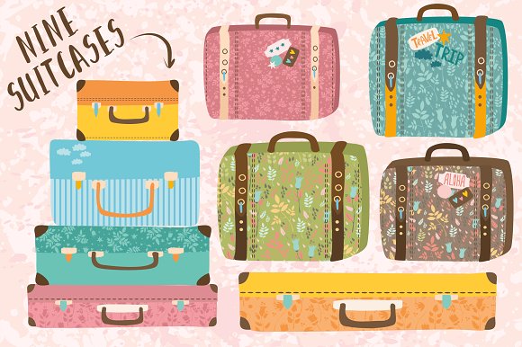 Spring font/9 suitcases - Free Font