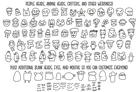 Kookyheads - a dingbat doodle font! - Free Font