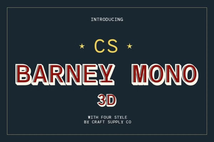 Barney Mono 3D Font - Free Font