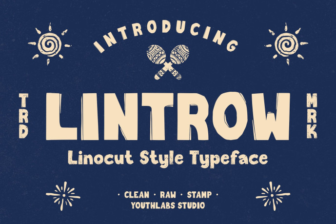 Lintrow - Linocut Style Typeface - Free Font