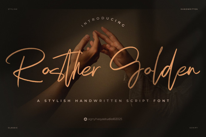 Rosther Golden Handwriting Font - Free Font