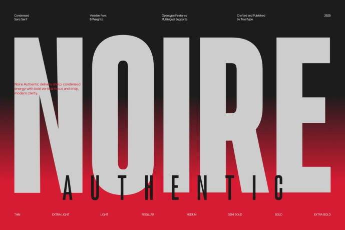 Noire Authentic Condensed Font - Free Font